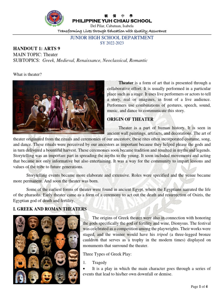 Arts 9 Handout 1 | PDF | Theatre | William Shakespeare Arts 9 Handout 1 | PDF | Theatre | William Shakespeare