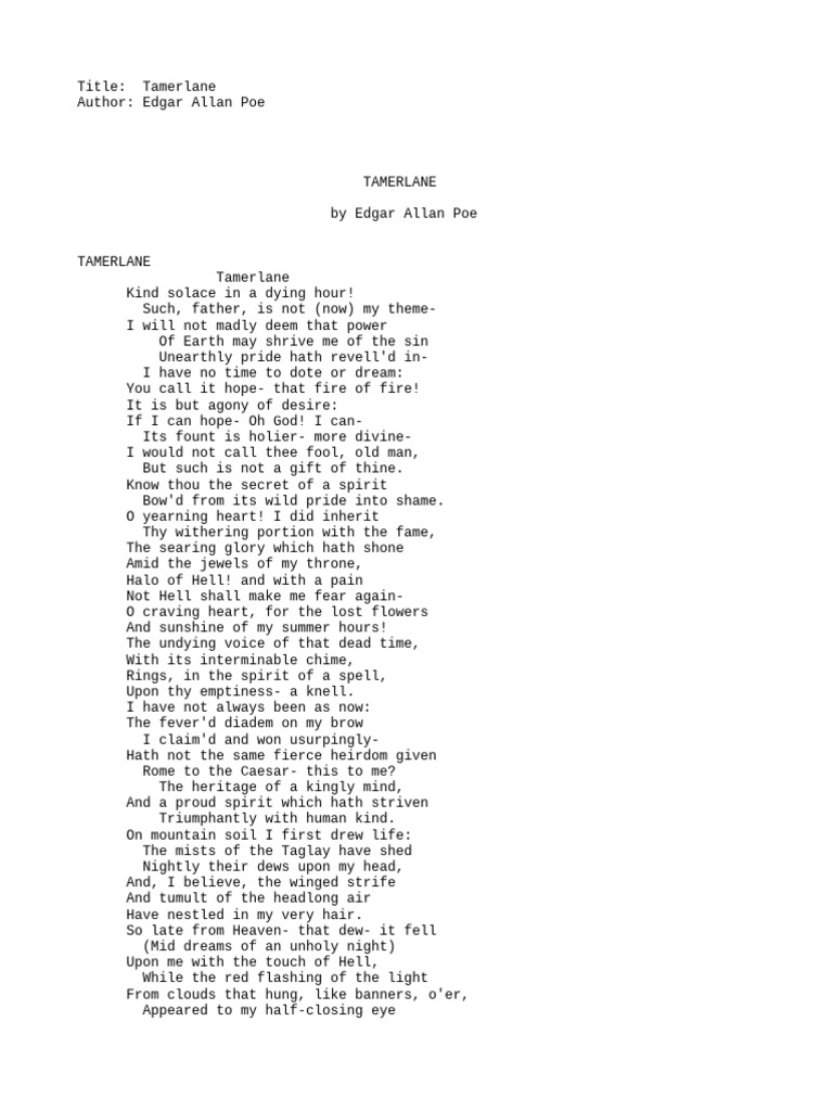 Tamerlane (Poe, Edgar Allan) | PDF