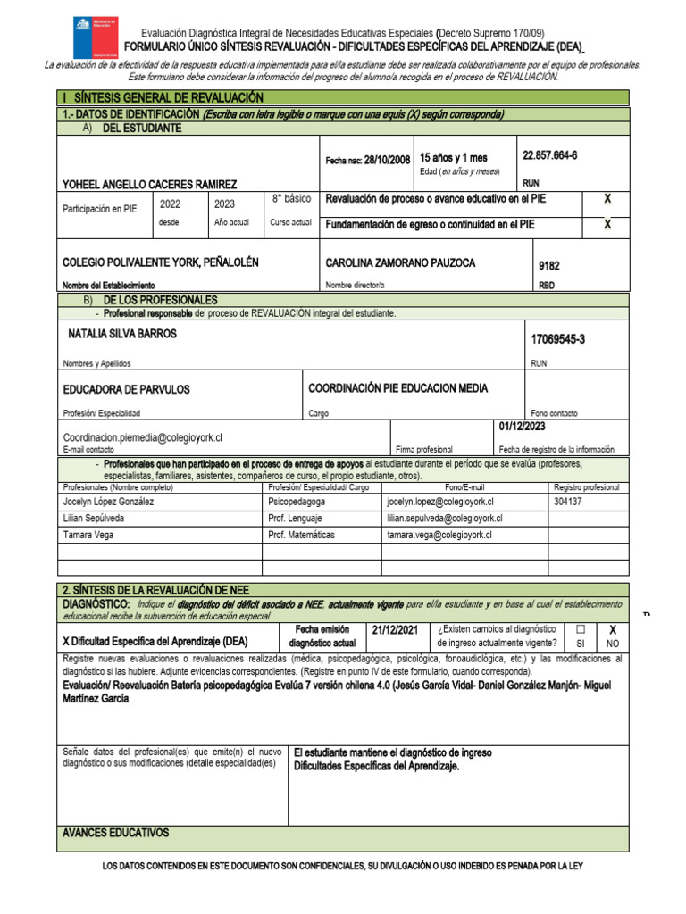 Yoheel Caceres Fu Revaluacion Dea 2023 | PDF