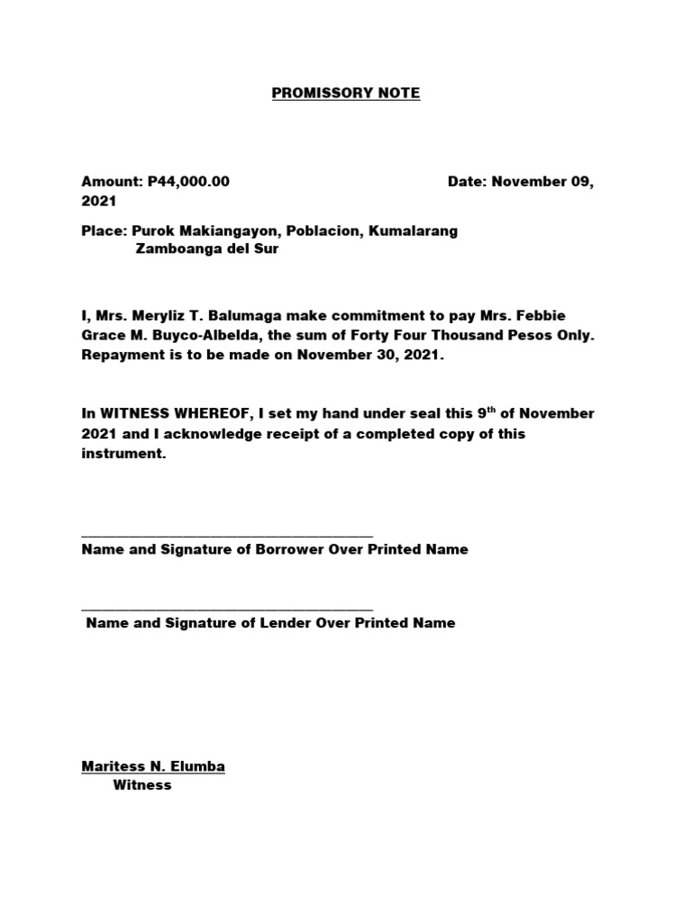 Promisory Note | PDF | Law