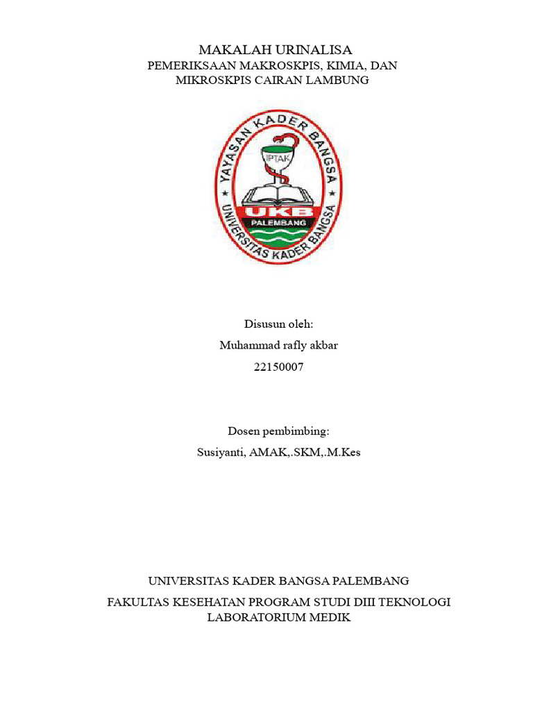Urinalisa: Pemeriksaan Cairan Lambung | PDF