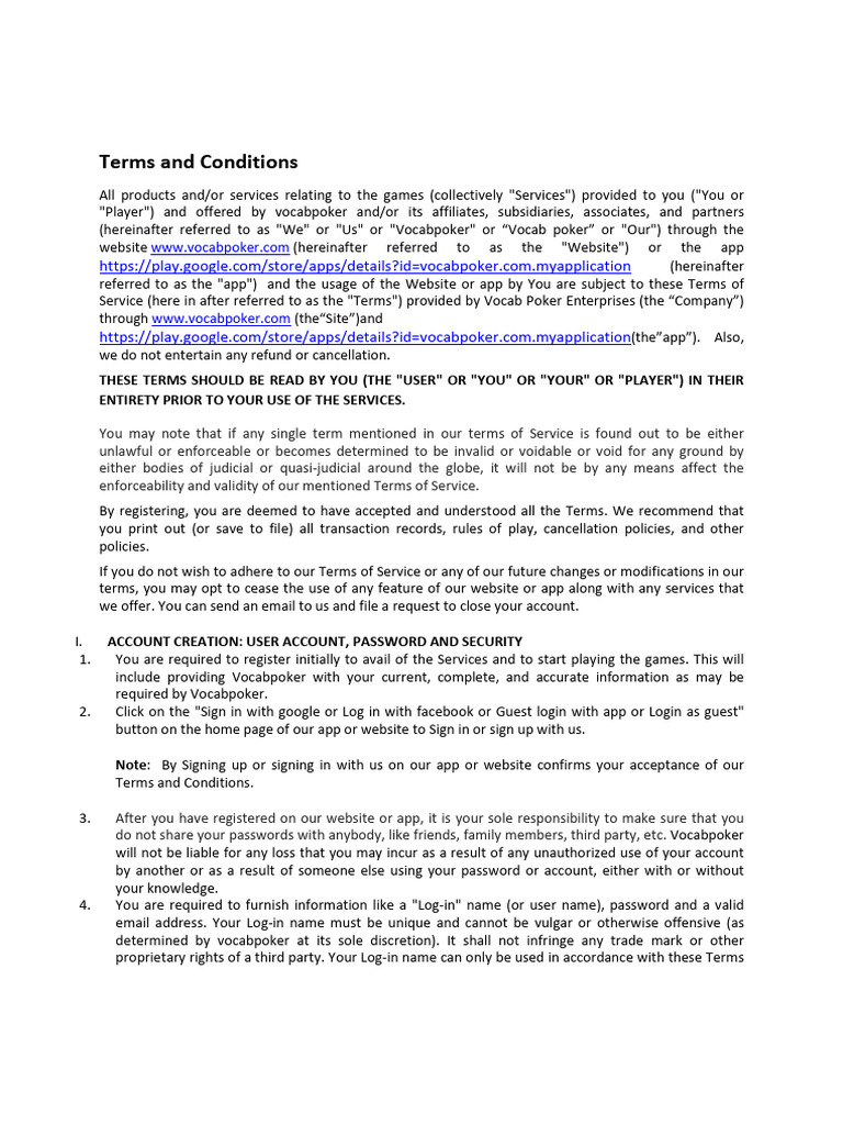 Terms and Conditions | PDF