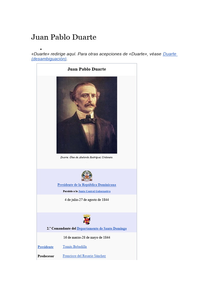 Biografía de Juan Pablo Duarte | PDF