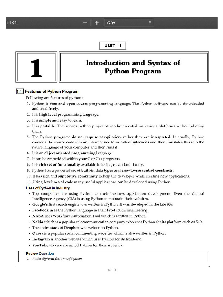 Python Vol 1 - Technical Publication | PDF