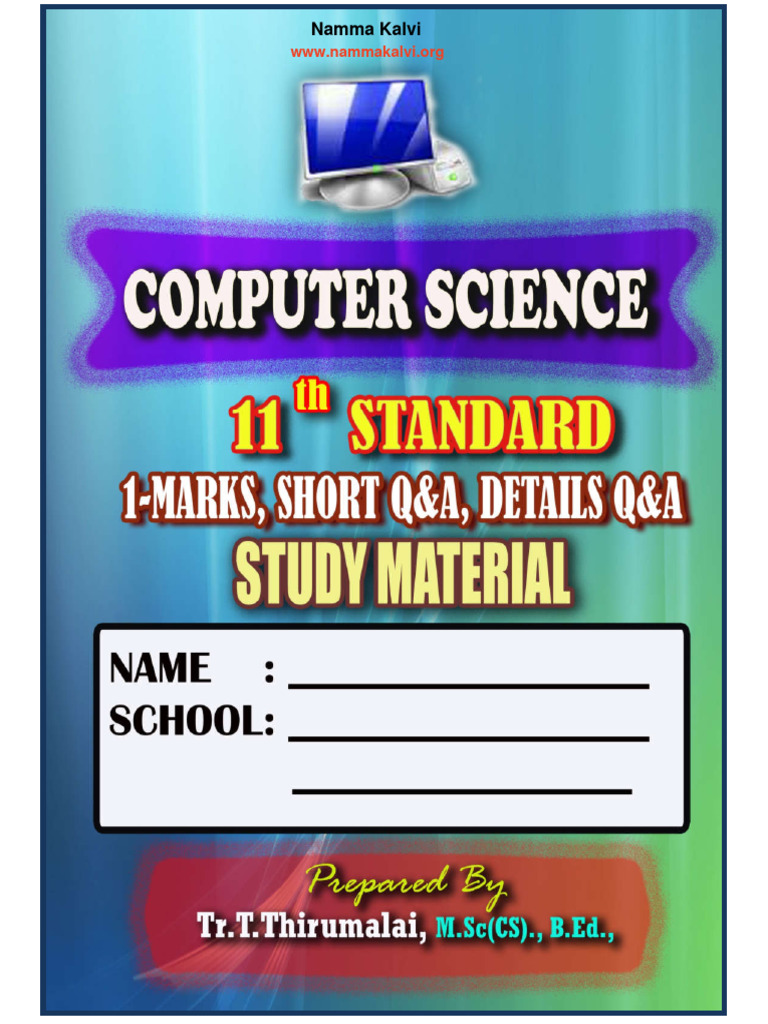 Namma Kalvi 11th Computer Science Volume 1 Study Material - em New ... Namma Kalvi 11th Computer Science Volume 1 Study Material - em New ...
