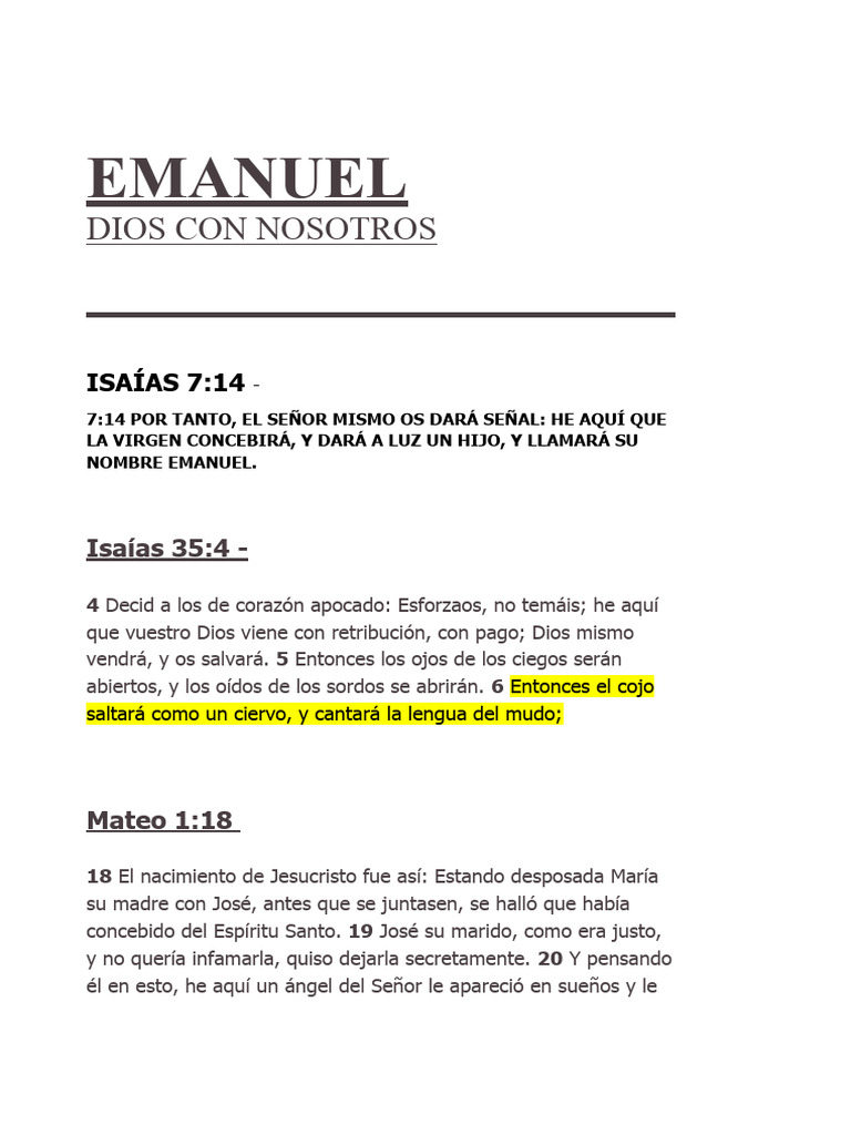 Emanuel Dios Con Nosotros | PDF