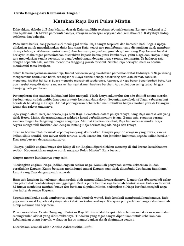Cerita Rakyat Kutukan Raja Dari Pulau Mintin Pdf