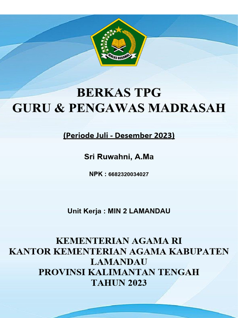 Sampul Berkas TPG Madrasah | PDF