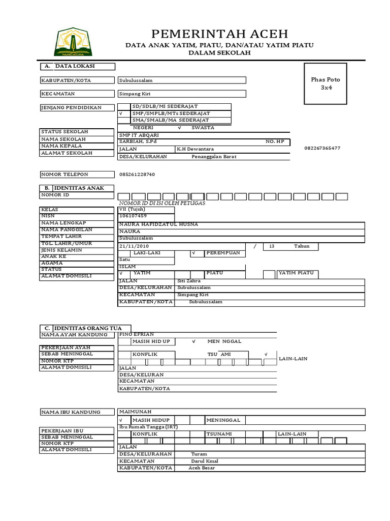 Form Biodata Calon Penerima Beasiswa Tahun Anggaran 2024 - (Sekolah) | PDF Form Biodata Calon Penerima Beasiswa Tahun Anggaran 2024 - (Sekolah) | PDF