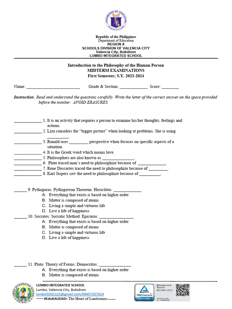 Exam Philosophy | PDF