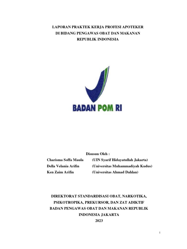 Laporan PKPA di BPOM RI 2023 | PDF
