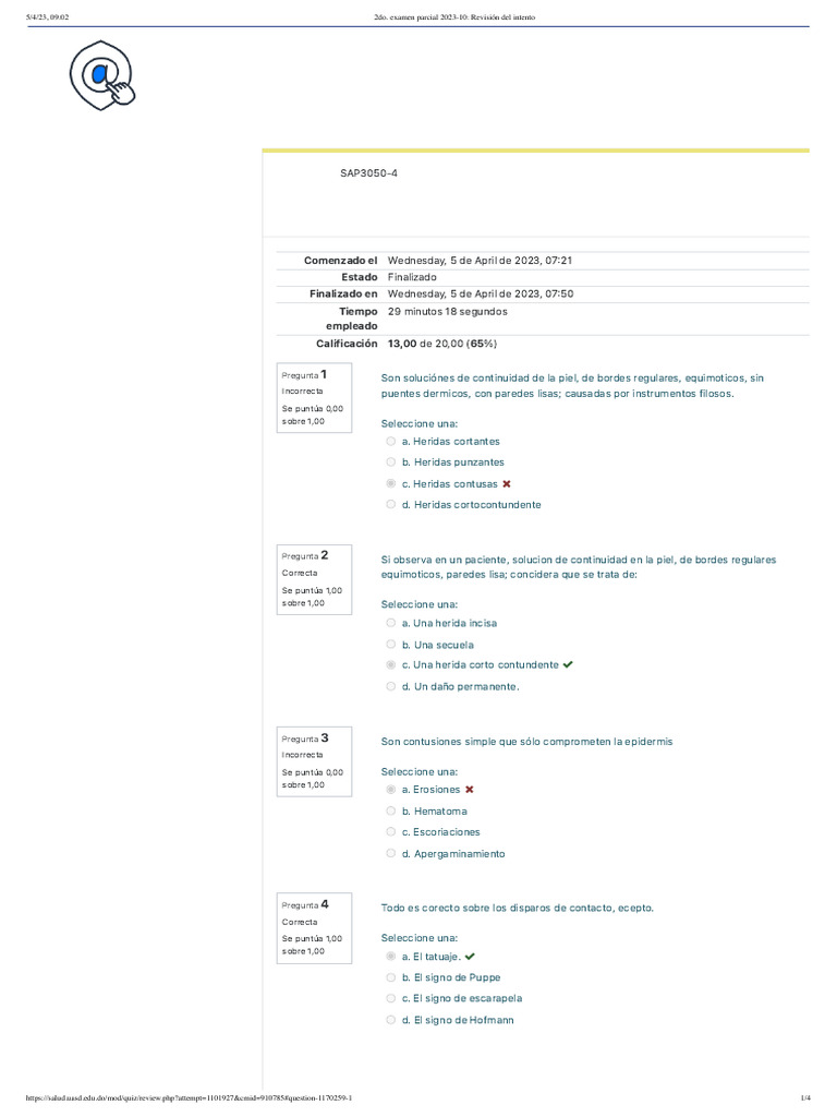 2do. Examen Parcial 2023-10 - Revisión Del Intento | PDF
