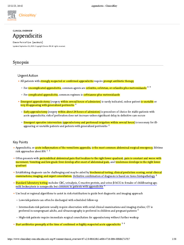 Appendicitis - ClinicalKey | PDF | Medical Ultrasound | Ct Scan
