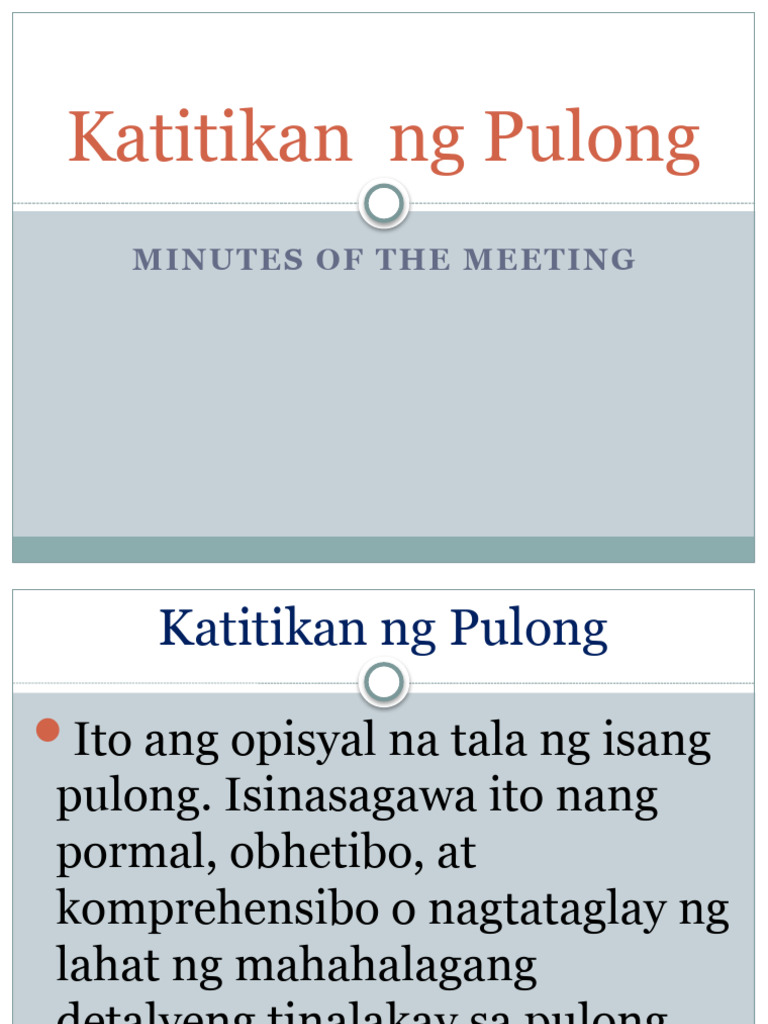 Katitikan NG Pulong | PDF
