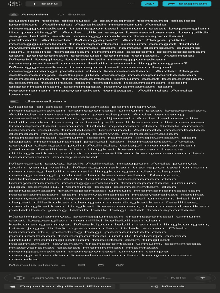 Buatlah Teks Diskusi 3 Paragraf Tentang Dialog Berikut Adinda Apakah Menurut Anda Menggunakan ...
