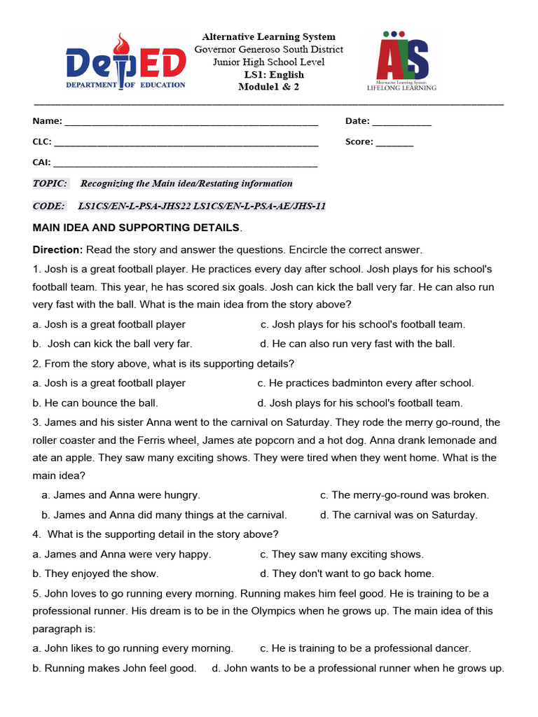 English JHS Module 1 2 | PDF