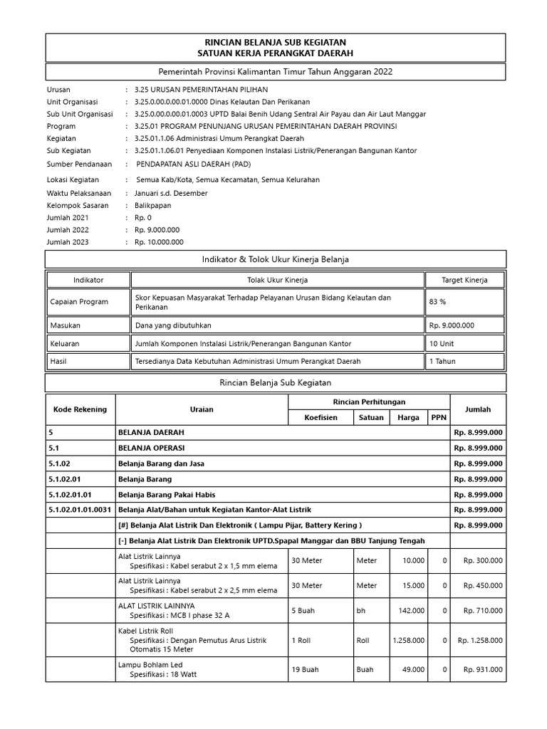03.penyediaan Komponen Instalasi Listrik Penerangan Bangunan Kantor | PDF