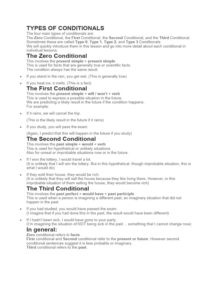 Conditionals Note | PDF