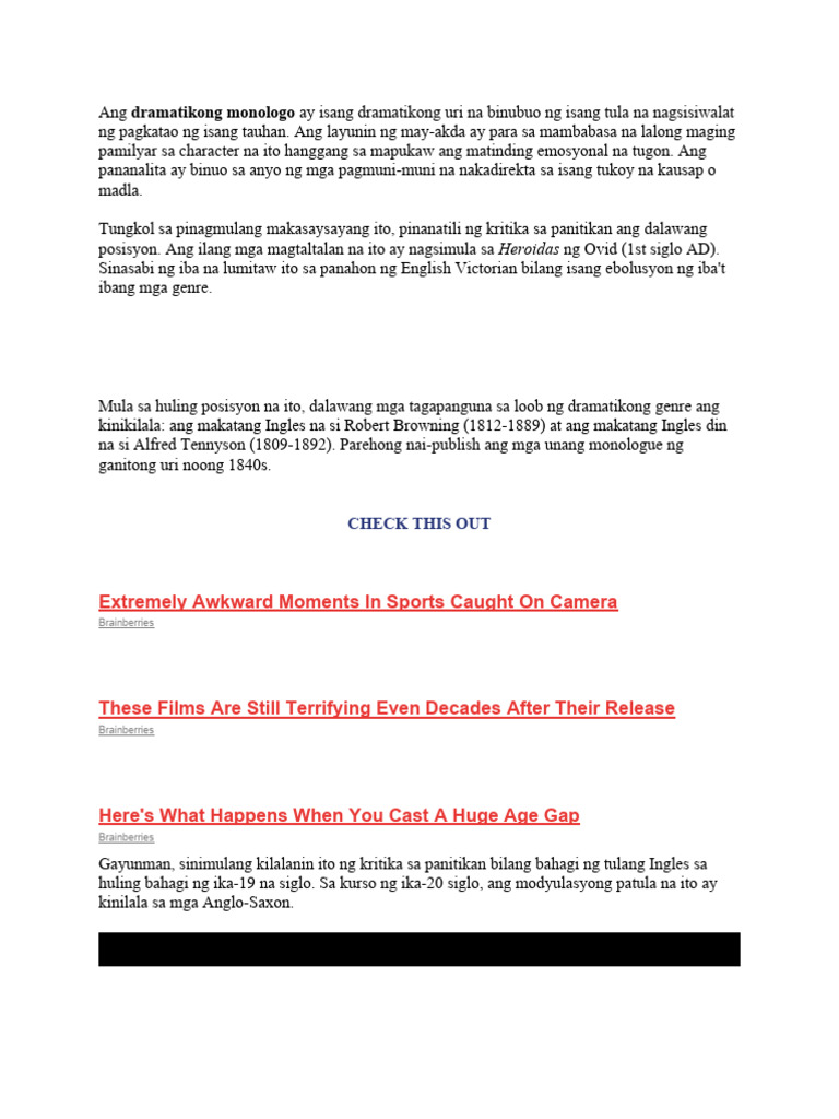 Dramatikong Monologo | PDF