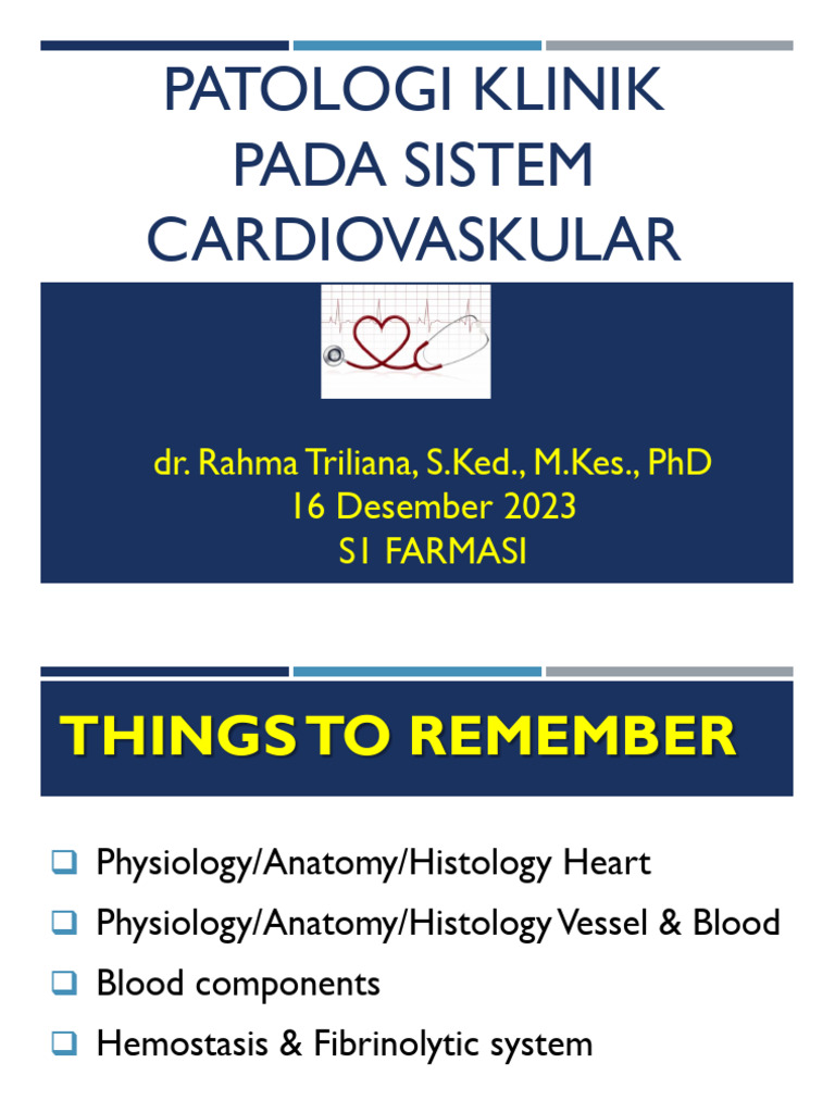 RHM - S1 Farmasi - Kuliah 11 - PK LAB Jantung & Vaskuler - 2023 | PDF | Science & Mathematics