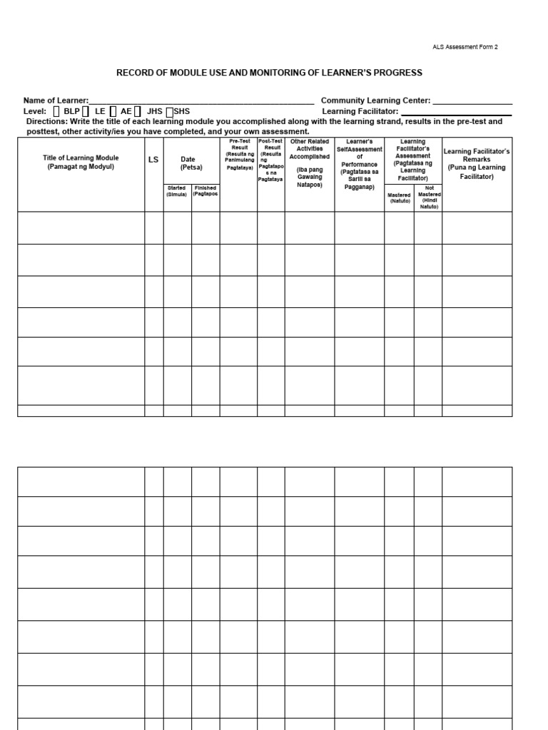 Assessment Form 2 Edited NEW To Be Fill Up | PDF