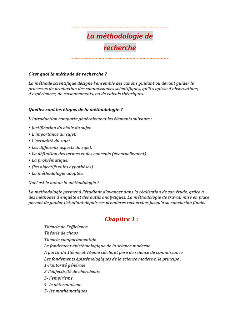La Méthodologie de Recherche | PDF | Théorie | Méthode scientifique