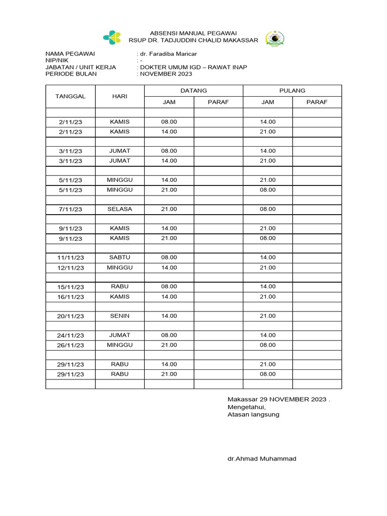 Absen Manual GP Mou | PDF