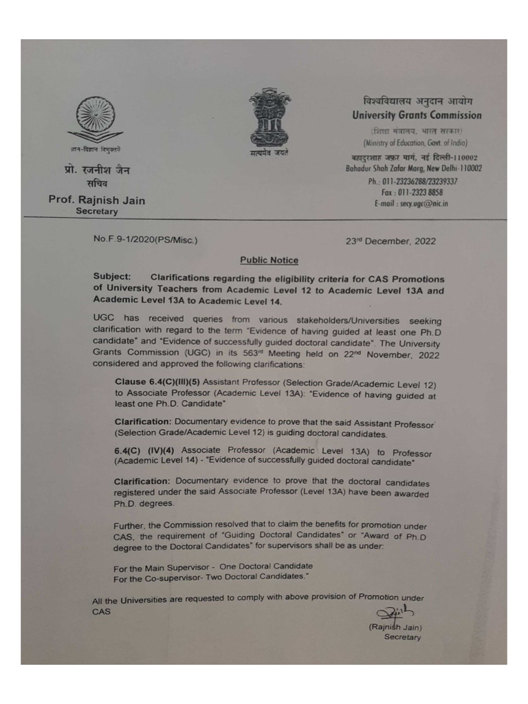 Annexure-3 UGC On Co Supervisor Notice 23 Dec 2022 | PDF