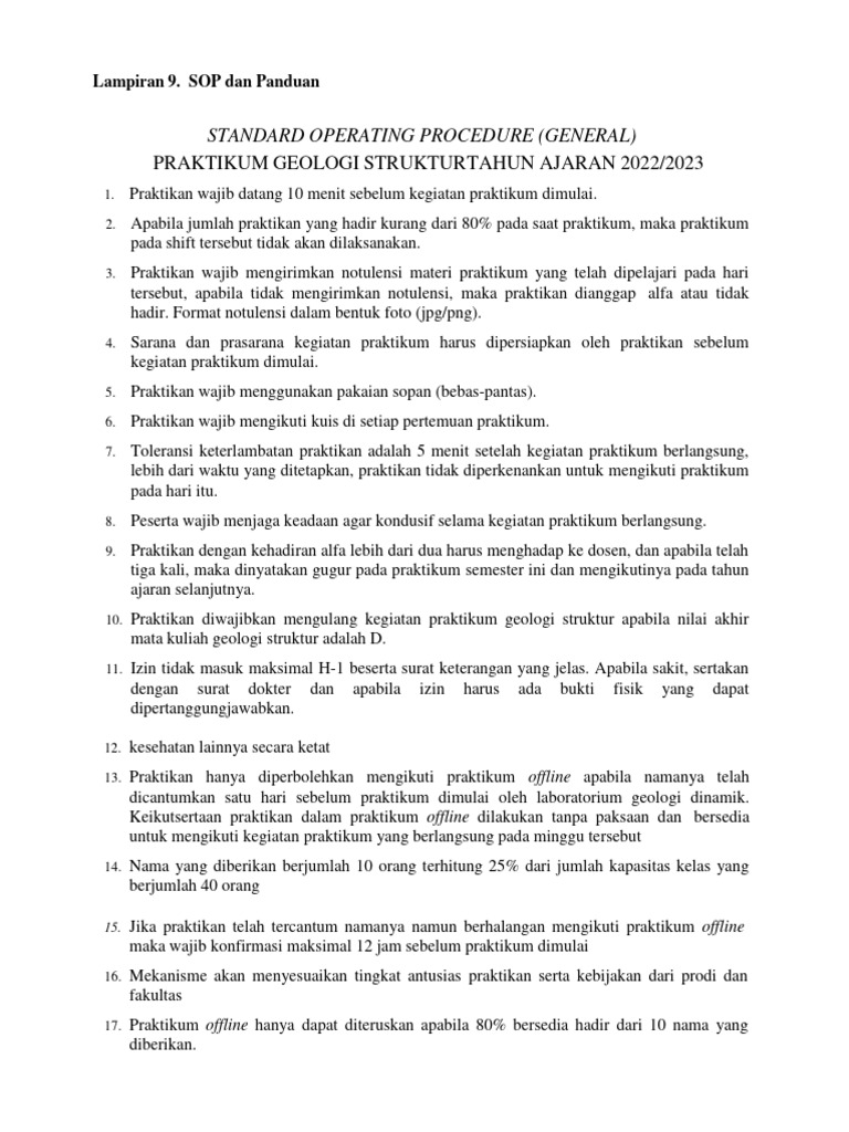 SOP Praktikum | PDF | Karier & Perkembangan