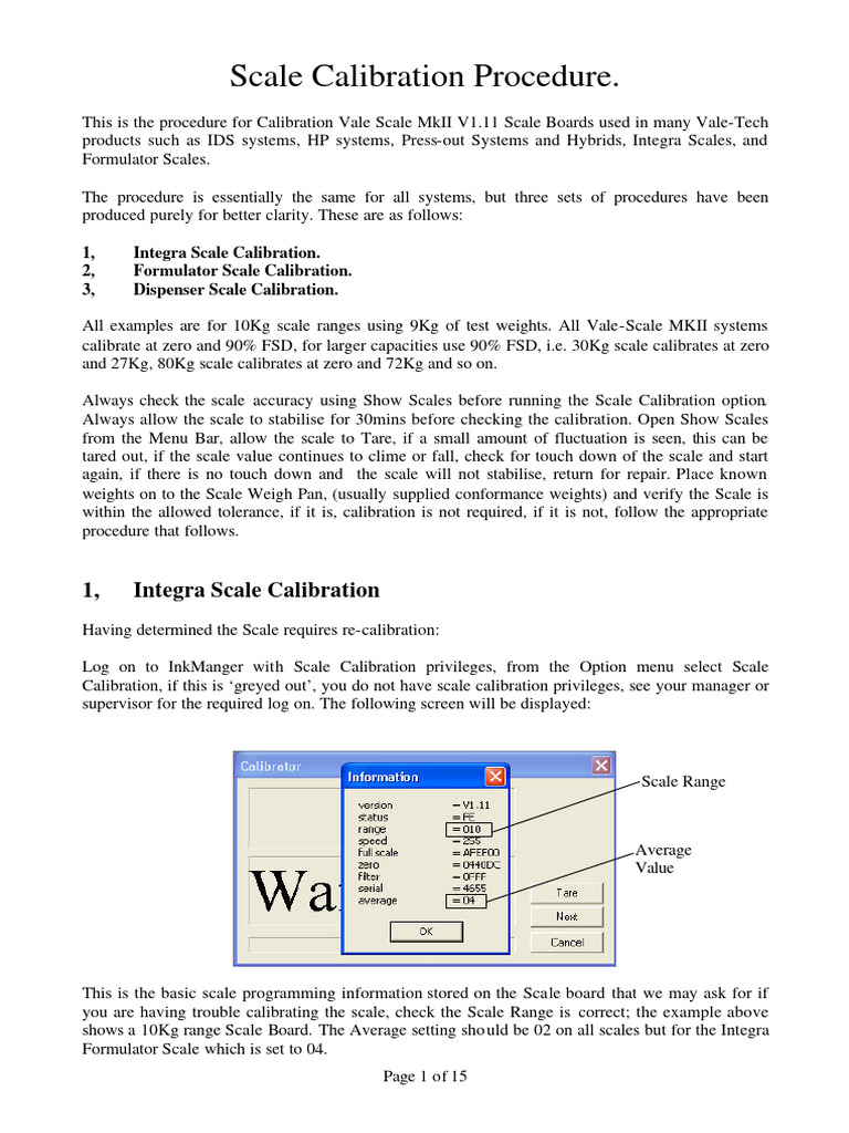 Scale Calibration Procedure PDF | PDF Scale Calibration Procedure PDF | PDF