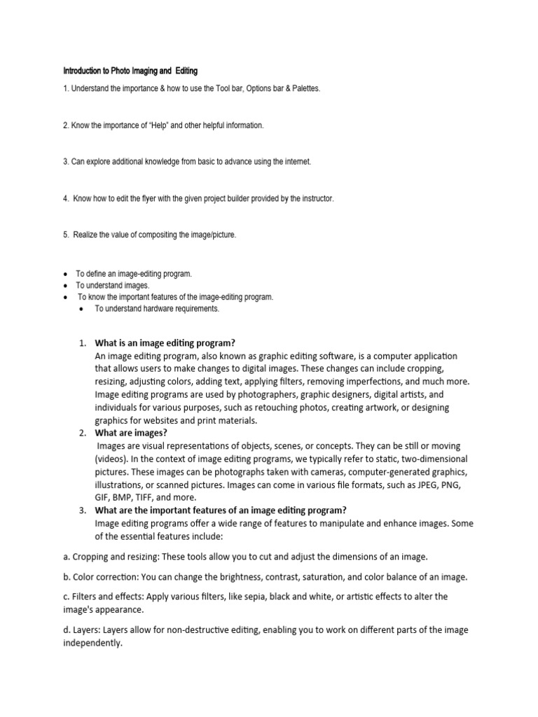 Introduction To Photo Imaging and Editing GIMP | PDF