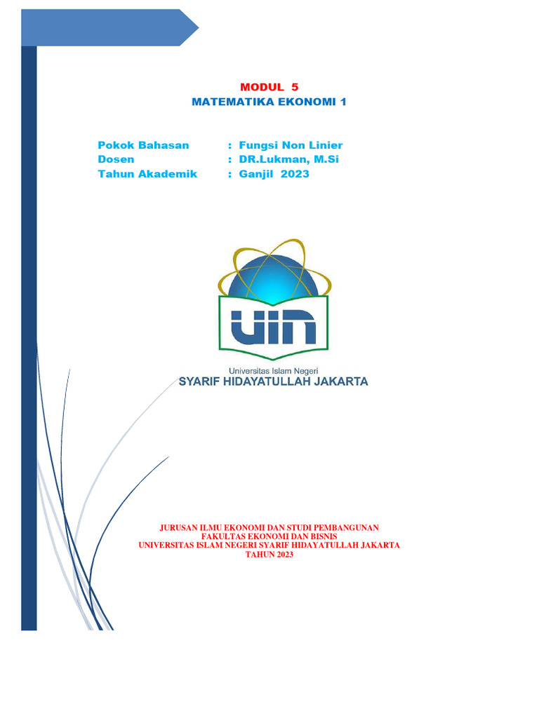 Modul 5. Mat - Eko 1. Funsi Non Linier | PDF