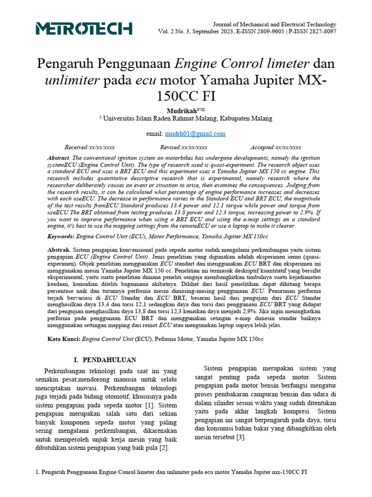 Pengaruh Limeter Dan Unlimiter Pada Ecu Motor Yamaha Jupiter mx-150CC ...