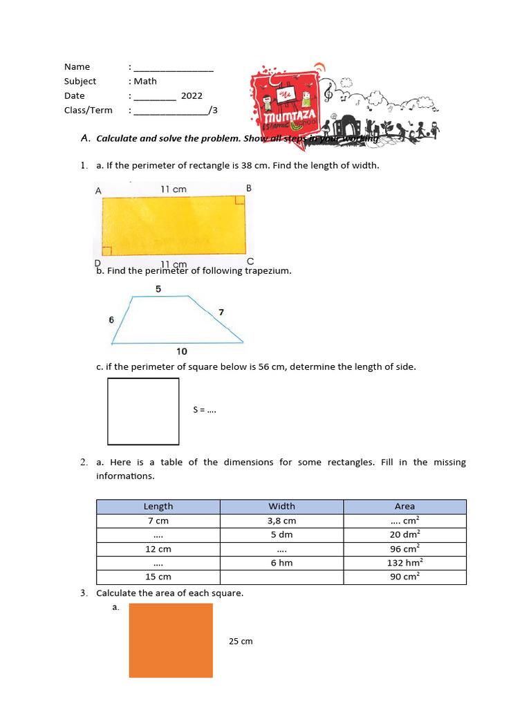 Daily Test Perimeter, Area, Volume NEW | PDF