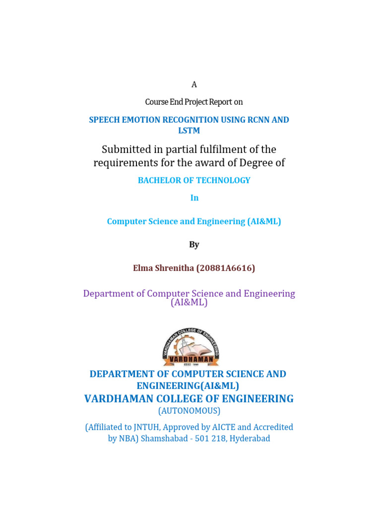 Sample Course End Project Report | PDF | Computers