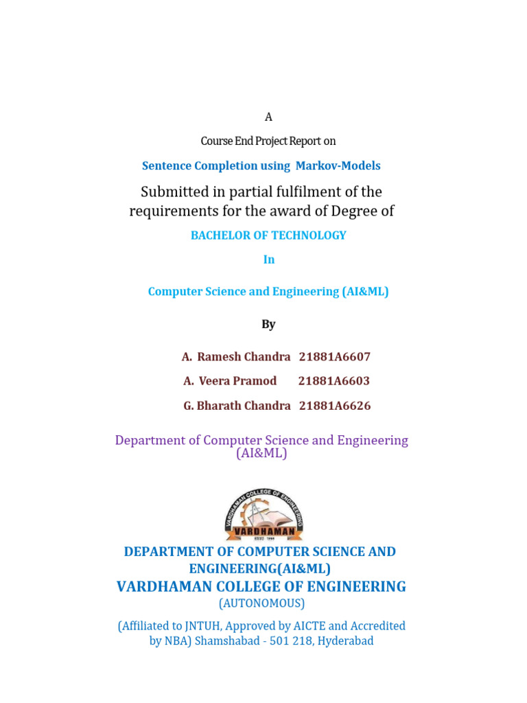 Sample Course End Project Report | PDF