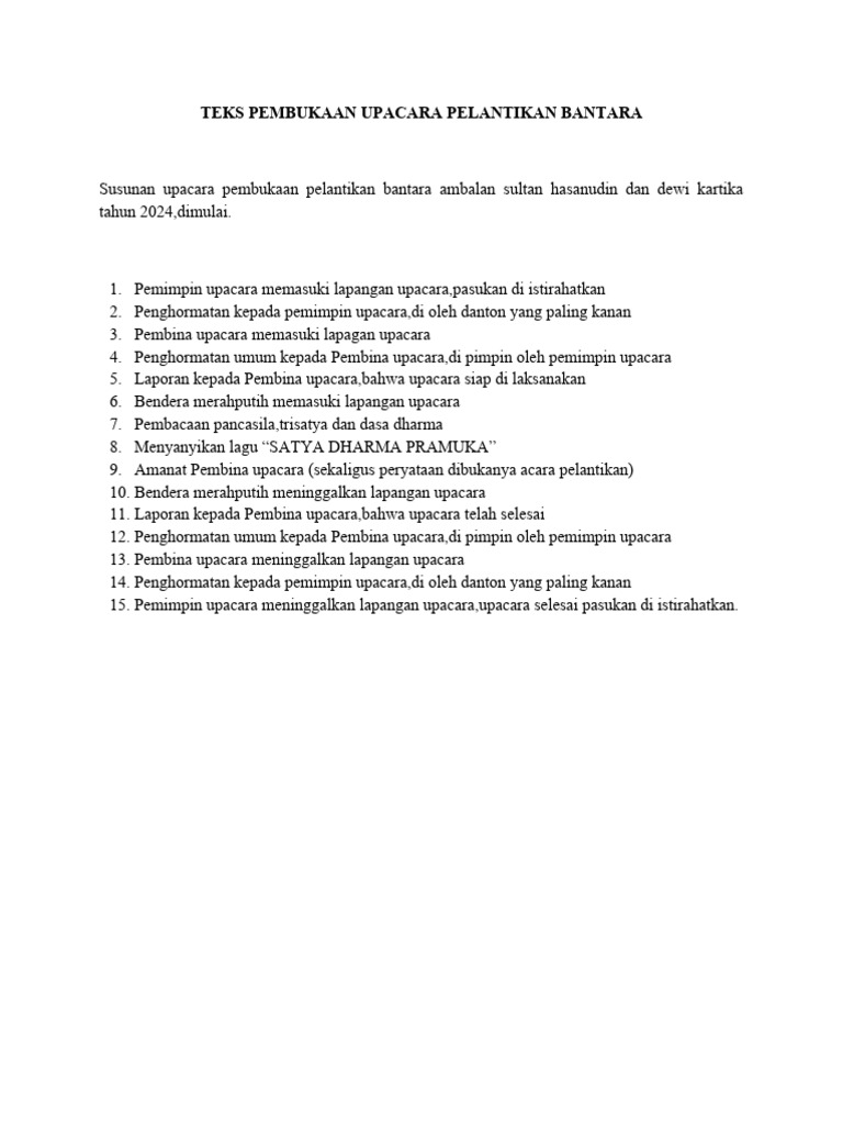 Teks Pembukaan Upacara Pelantikan Bantara | PDF