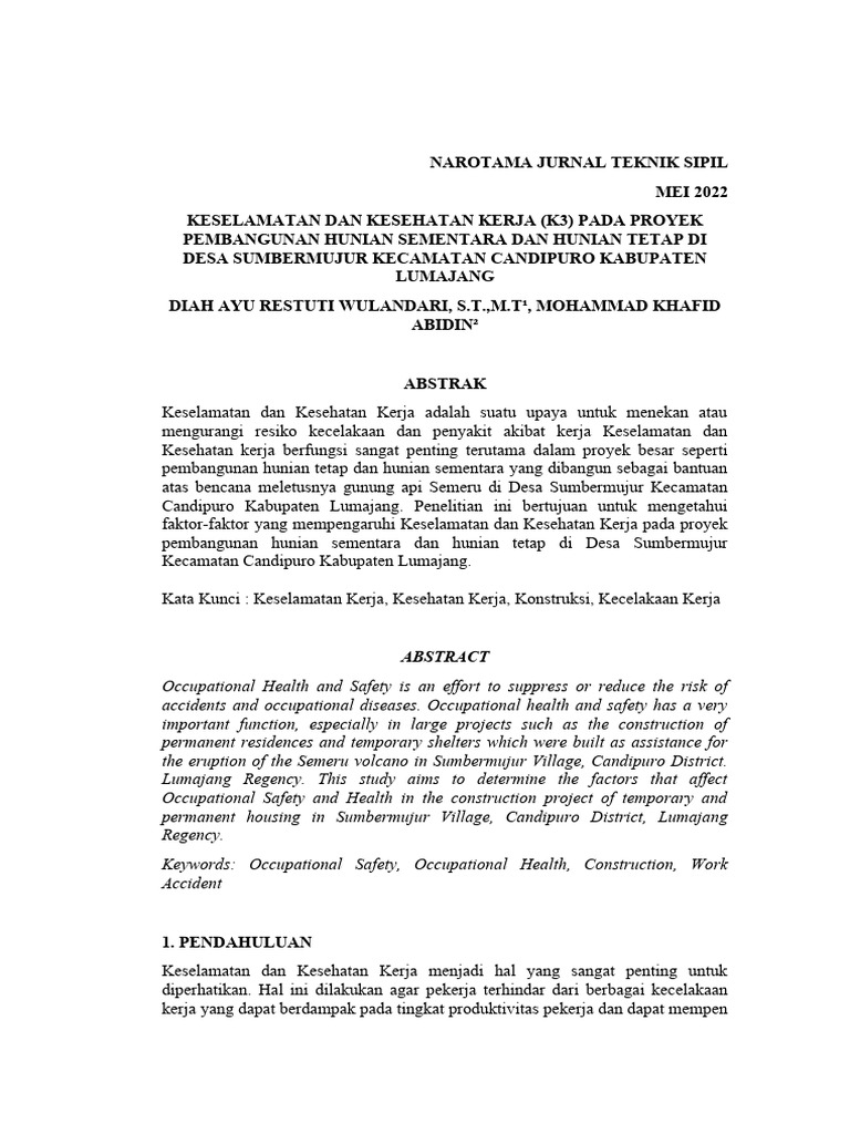 K3 pada Proyek Hunian Lumajang | PDF