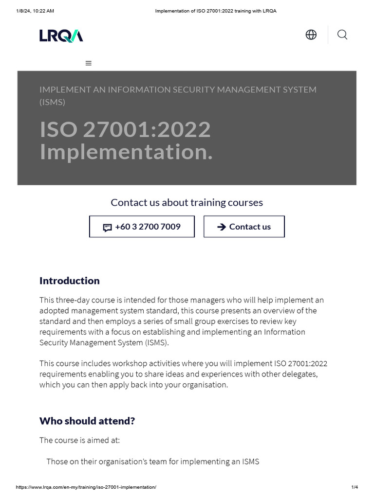 ISO 27001 - 2013 Implementation | PDF