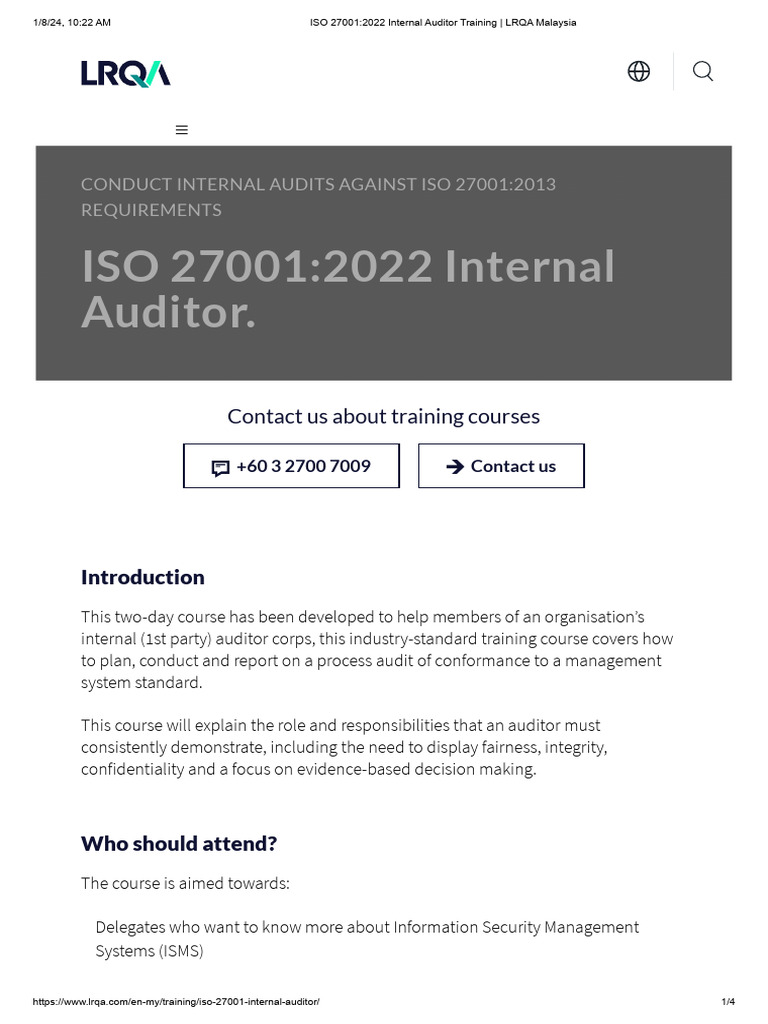 ISO 27001_2013 Internal Auditor | PDF | Information Security | Business
