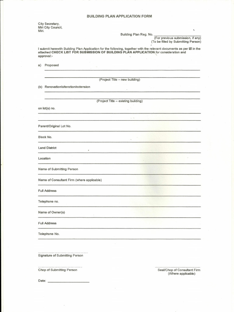 Building Plan Application Form | PDF