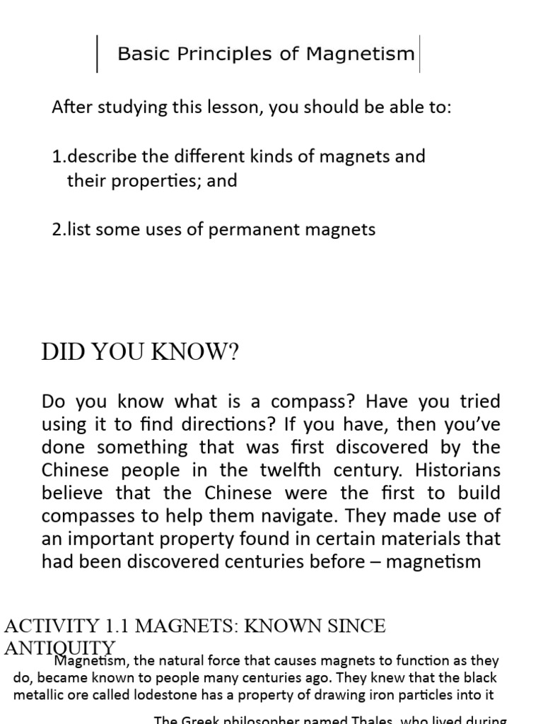 Basic Principles of Magnetism | PDF | Social Science | Science ...