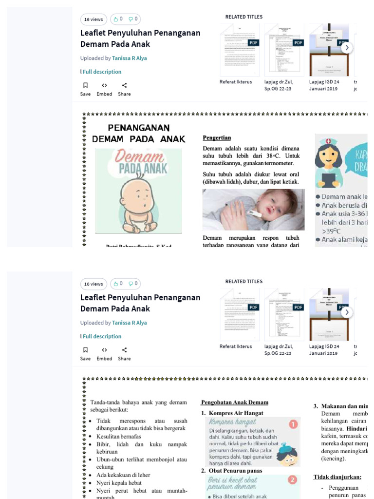 PDF Leaflet Penyuluhan Penanganan Demam Pada Anak - Compress | PDF