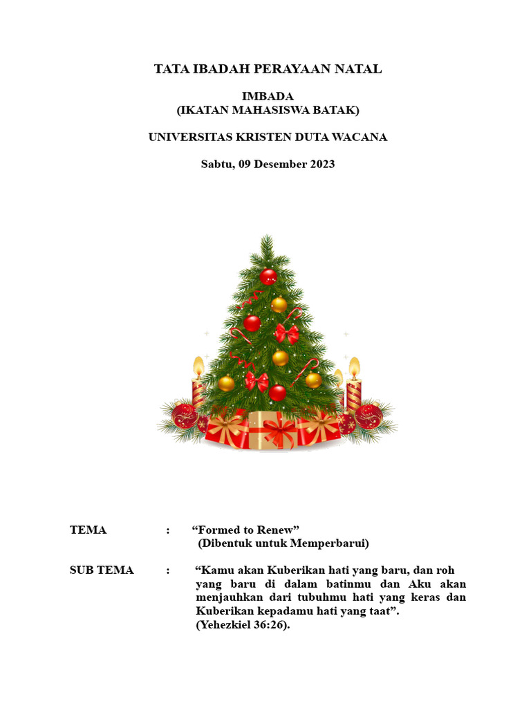 Ibadah Natal IMBADA 2023: Formed to Renew | PDF