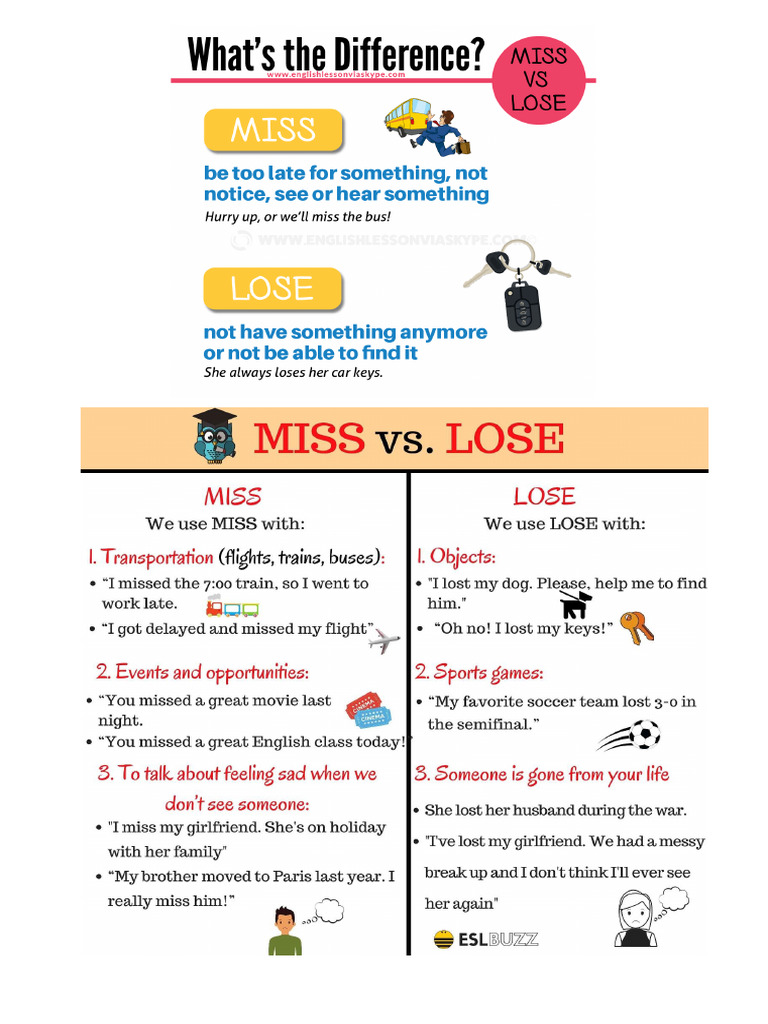 Miss vs Lose verbs | PDF