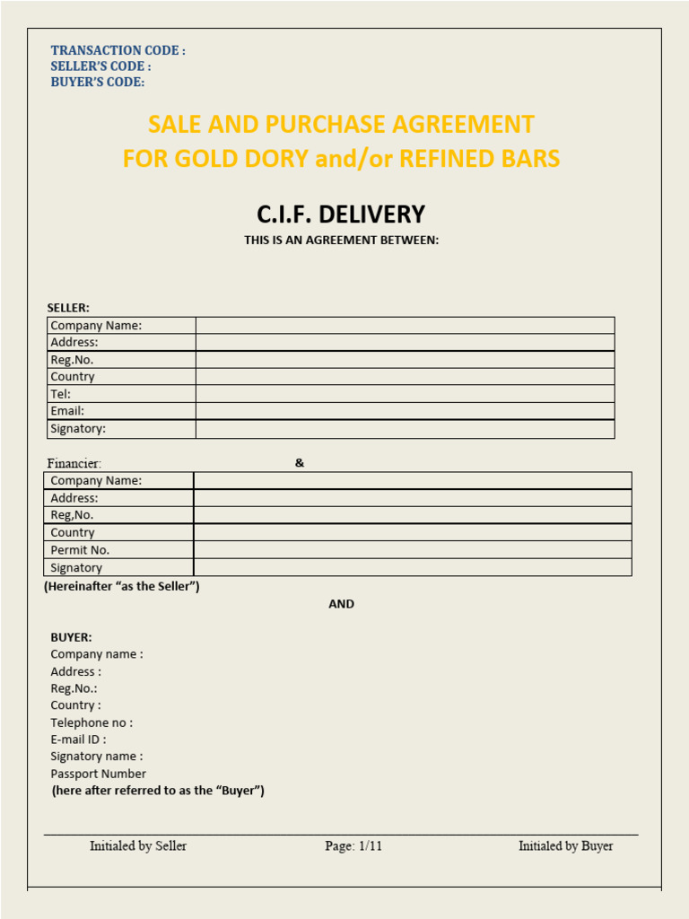 Master Gold Agreement | PDF | Sales | Chemical Elements