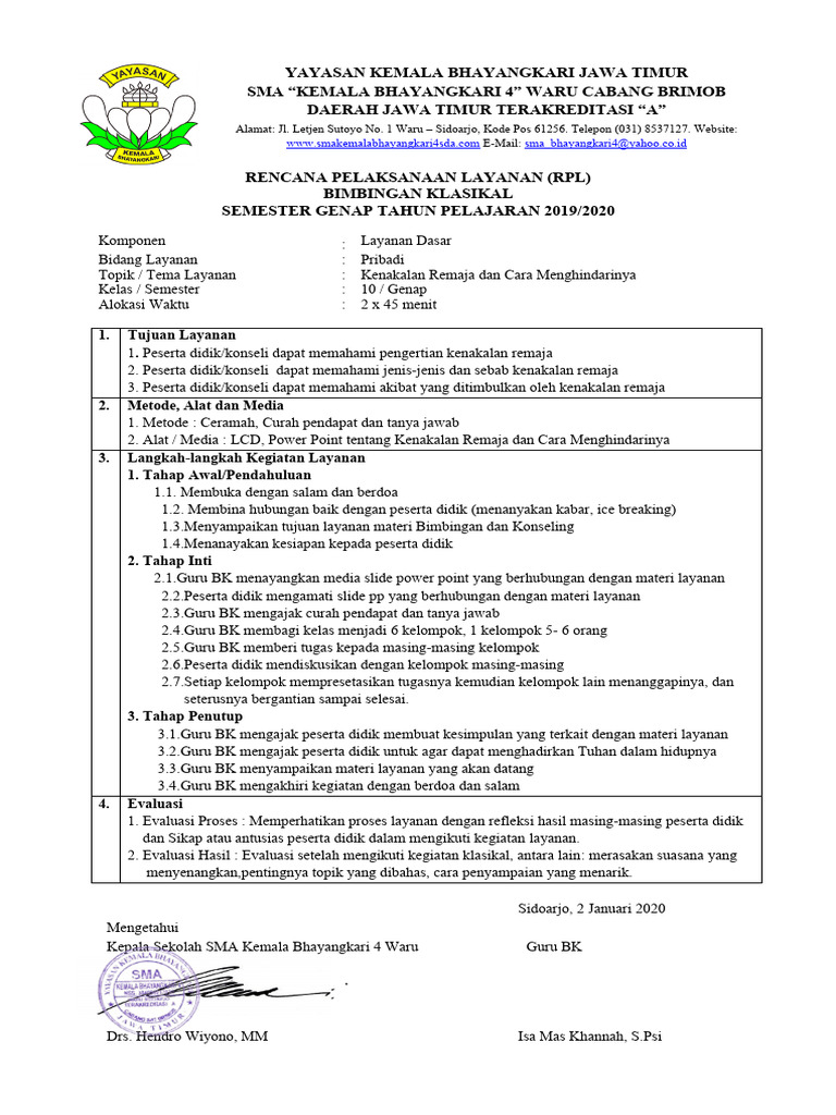 RPL Kenakalan Remaja Dan Cara Menghindarinyai Genap | PDF