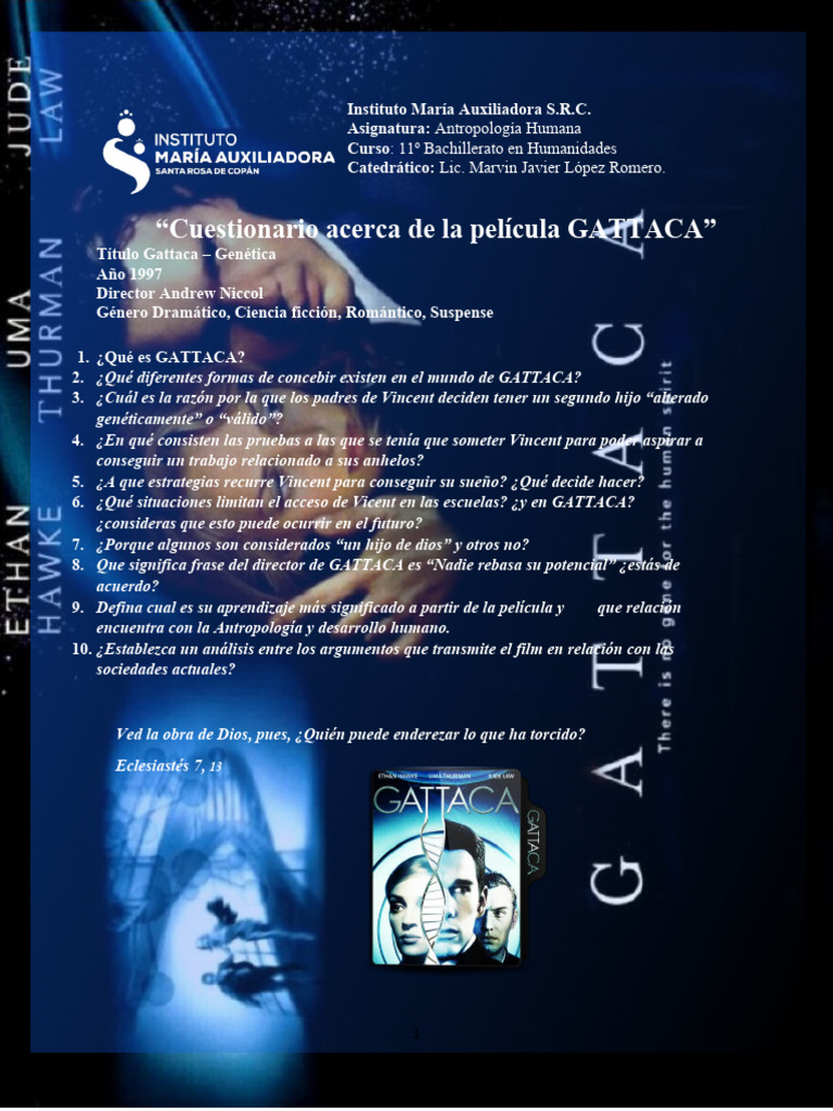 Ficha Técnica - Película - GATTACA - 1997 | PDF