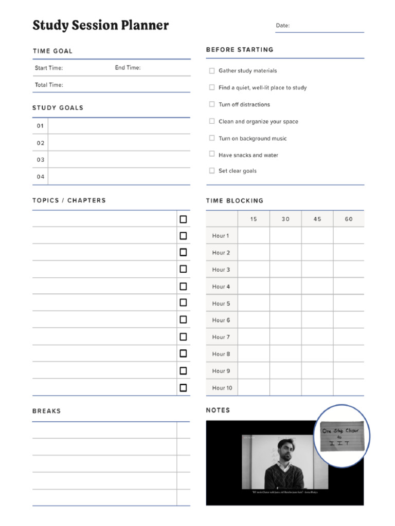 Study Session Planner Guide | PDF