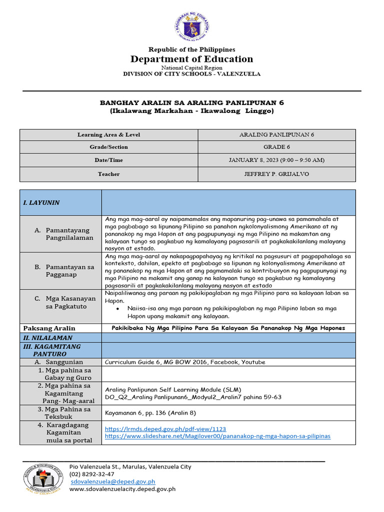 AP 6 EXEMPLAR - COT1 - Sir Shin EDITED VERSION | PDF